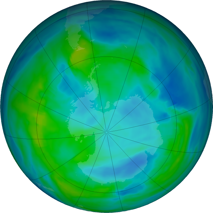 Ozone Hole Watch: Southern ozone map for 17 May 2025